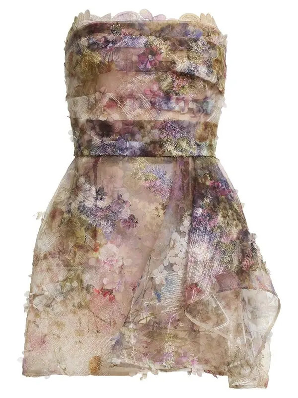 Elie Saab Floral Embellished Organza Mini Dress - Multi