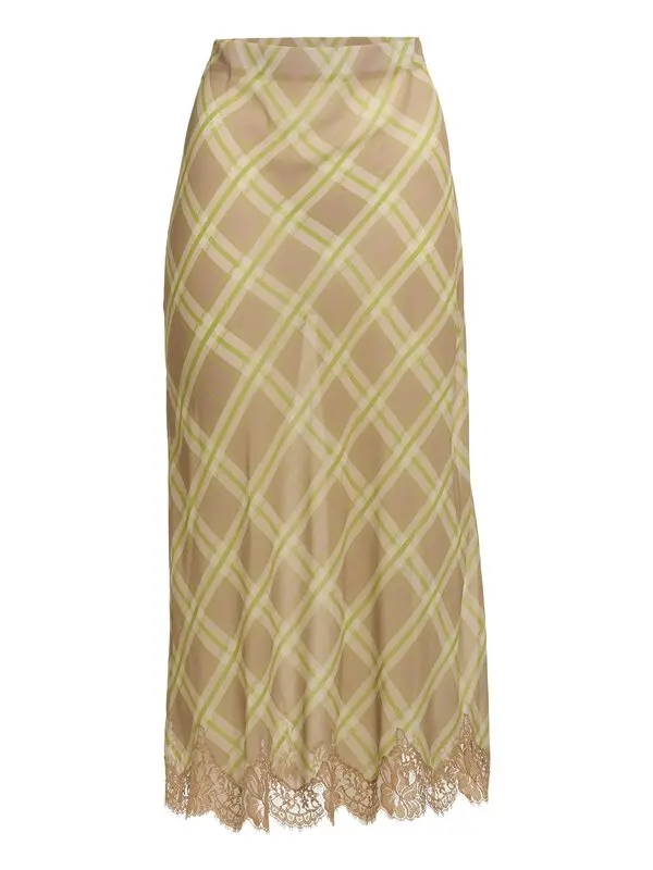 Elie Saab Silk Midi Skirt - Plaid