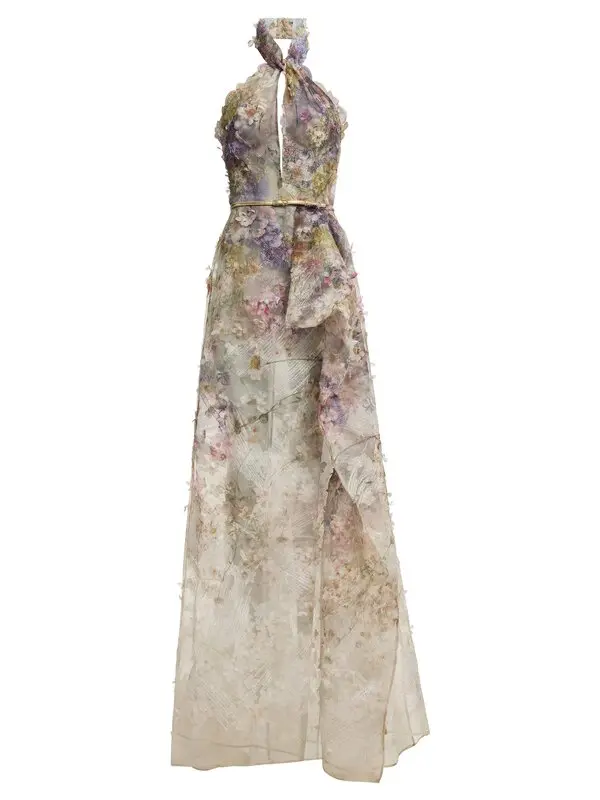 Elie Saab Floral-appliqué Organza Gown - Multi
