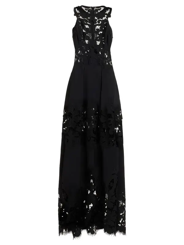 Elie Saab Lace-paneled Maxi Dress - Black