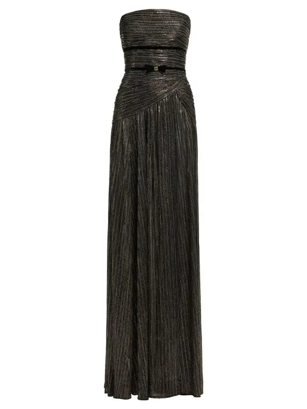 Elie Saab Draped Sequin Gown - Metallic