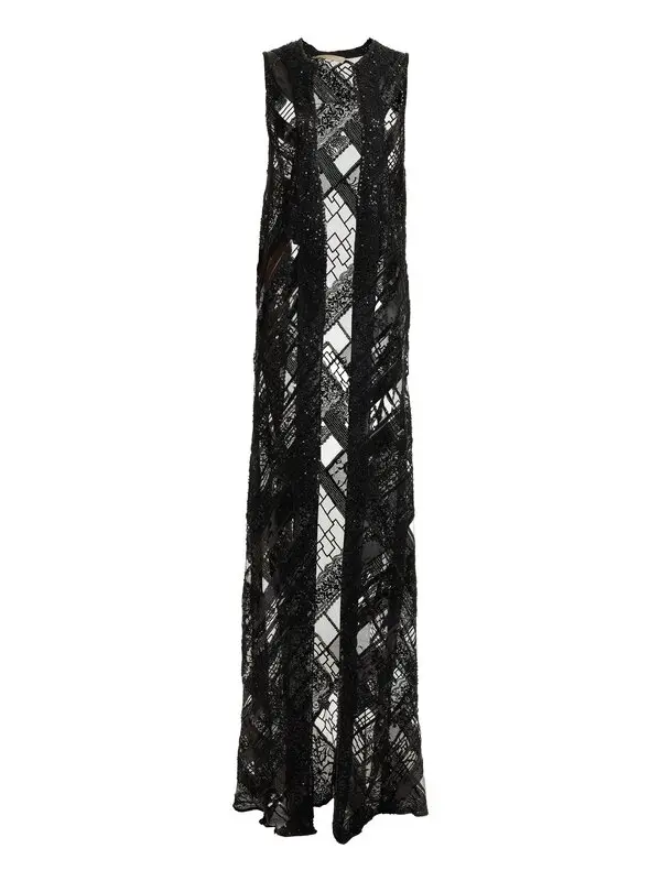 Elie Saab Sequined Sheer Vest - Black