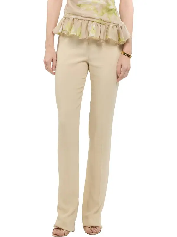 Elie Saab Mid-rise Straight-leg Envers Silk Pants - Tan