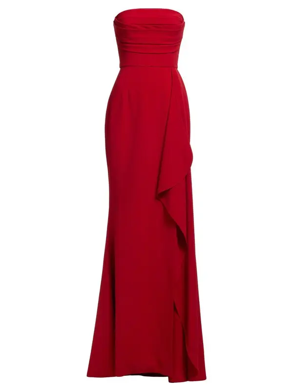 Elie Saab Strapless Draped Maxi Dress - Red