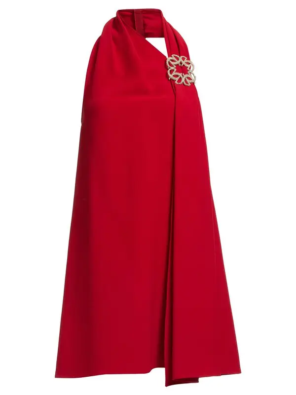 Elie Saab Draped Mini Dress With Embellished Detail - Red