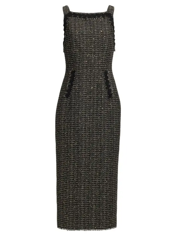 Elie Saab Tweed Cotton-blend Midi Dress - Black
