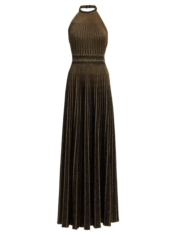 Elie Saab Halterneck Pleated Maxi Dress - Multi