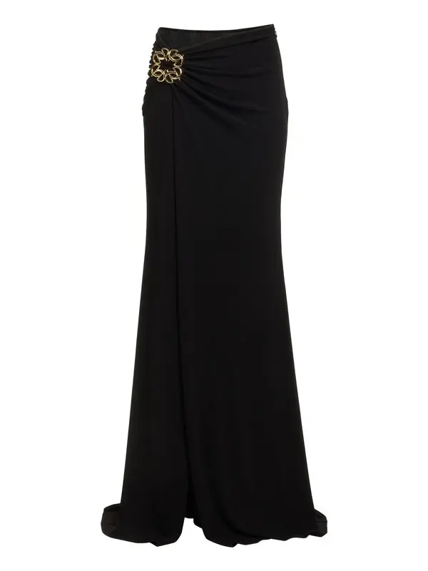 Elie Saab Draped Jersey Maxi Skirt - Black
