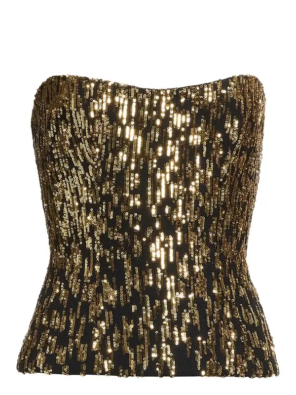 Elie Saab Sequined Strapless Corset - Black