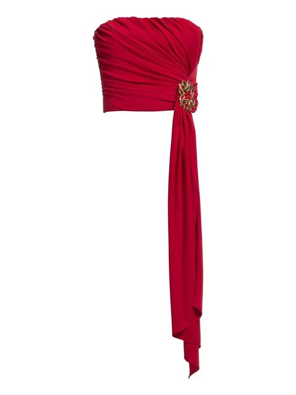 Elie Saab Asymmetrical Draped Corset - Red