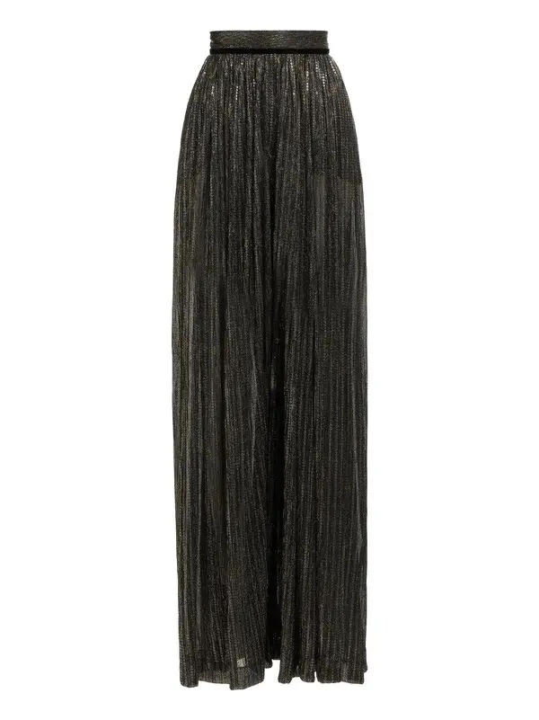 Elie Saab High-rise Wide-leg Pleated Lurex Pants - Metallic