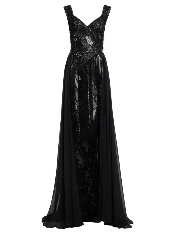 Elie Saab Embellished Maxi Dress - Black