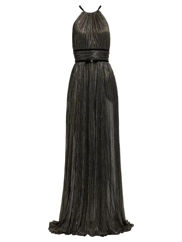 Elie Saab Draped Lurex Maxi Dress - Metallic