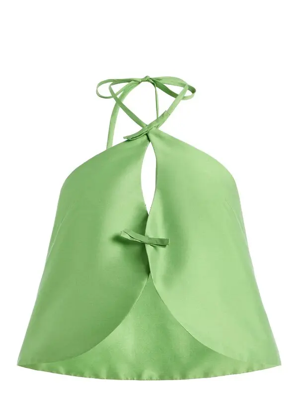 MARLIES GRACE Celeste Taffeta Halter Top - Green