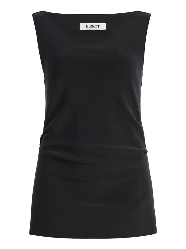 BIRROT Lay2 Draped Boatneck Top - Black