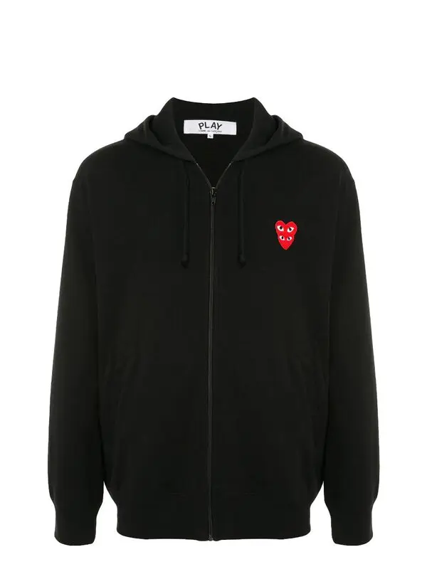 Comme Des Garçons Embroidered Logo Hoodie - Black
