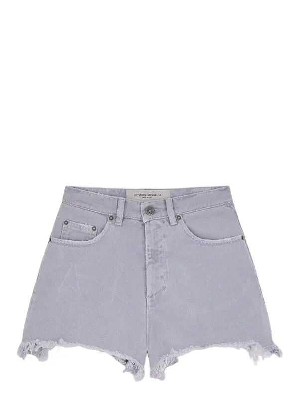 GOLDEN GOOSE Distressed Hem Denim Shorts - Gray