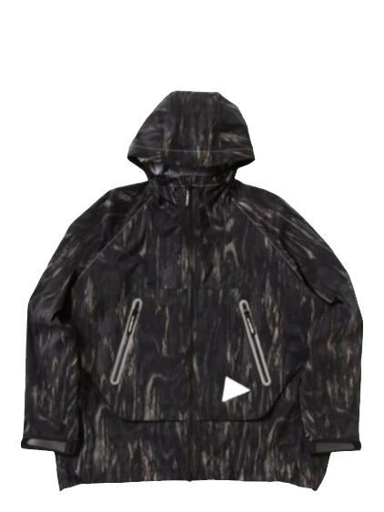 AND WANDER Hooded Zip-up Jacket With Zippered Pocket - Black