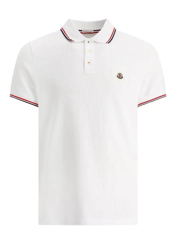 Moncler Lapel Short-sleeved Polo Shirt - White