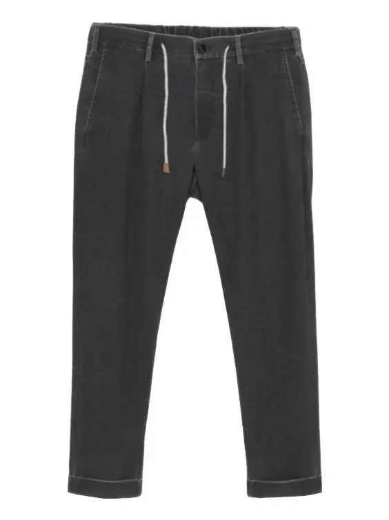 Eleventy Casual Pants With Belt Loops And Drawstring - Black