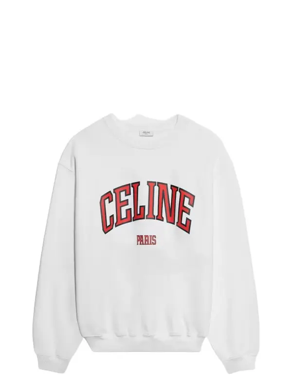 Celine Cotton Fleece Sweatshirt - White/red/black