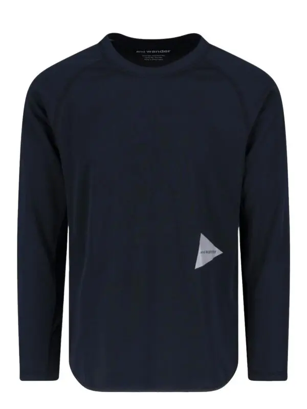 AND WANDER Logo Detail Long-sleeved T-shirt - Black