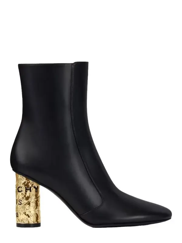 Givenchy Leather Ankle Boots With Gold Metal Heel - Black