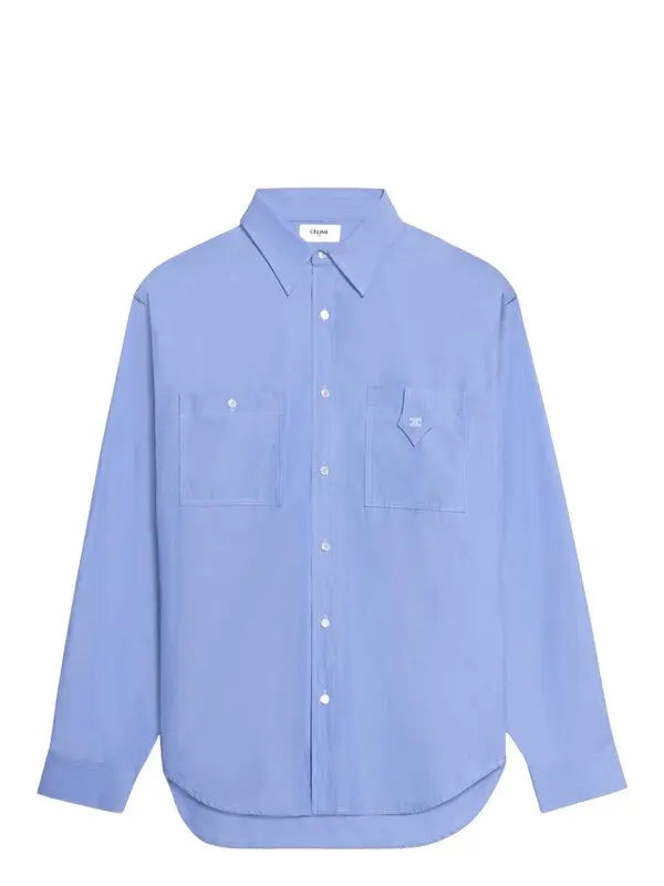 Celine Loose Shirt In Cotton Poplin - Blue