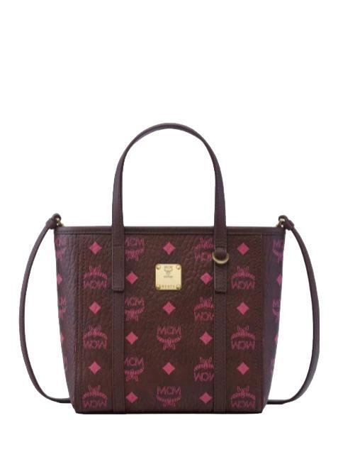 Mcm Toni Top-zip Shopper In Visetos With Monogram - Cinnamon