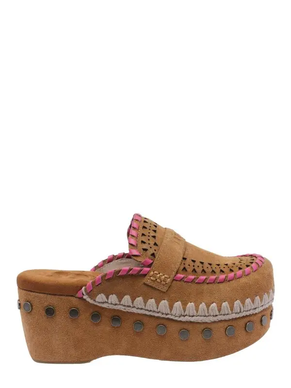 Mou Slip-on Clog Mules With Round Toe - Brown