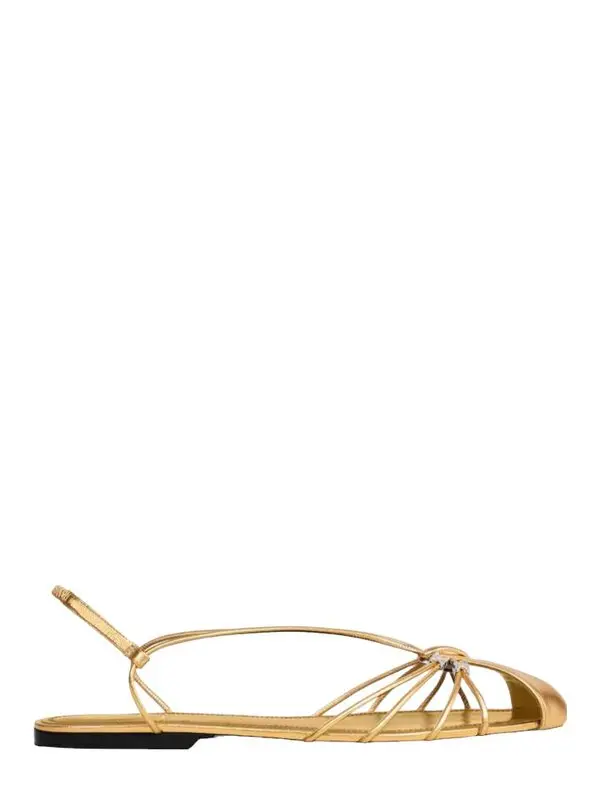 Celine Cocktail Sandal In Laminated Lambskin - Golden