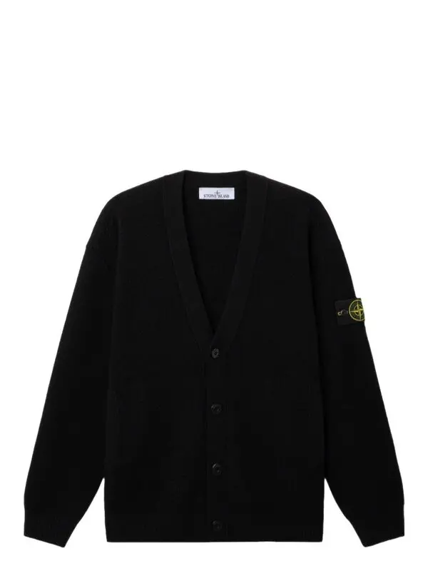 Stone Island V-neck Cardigan With Pockets - Black