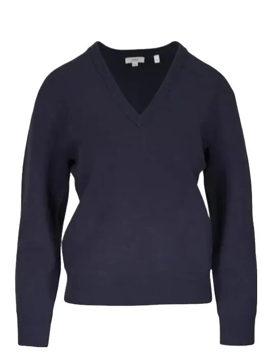Vince Double-woven V-neck Sweater With Rib-knit Trim - Eclipse