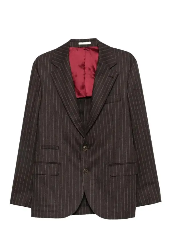 Brunello Cucinelli Pinstripe Peak-lapel Blazer - Black