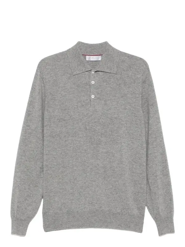 Brunello Cucinelli Long-sleeve Polo Shirt - Gray