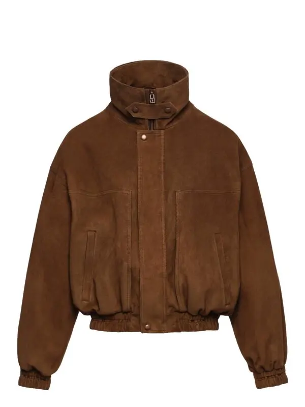 Magda Butrym Snap-collar Suede Aviator Jacket - Brown