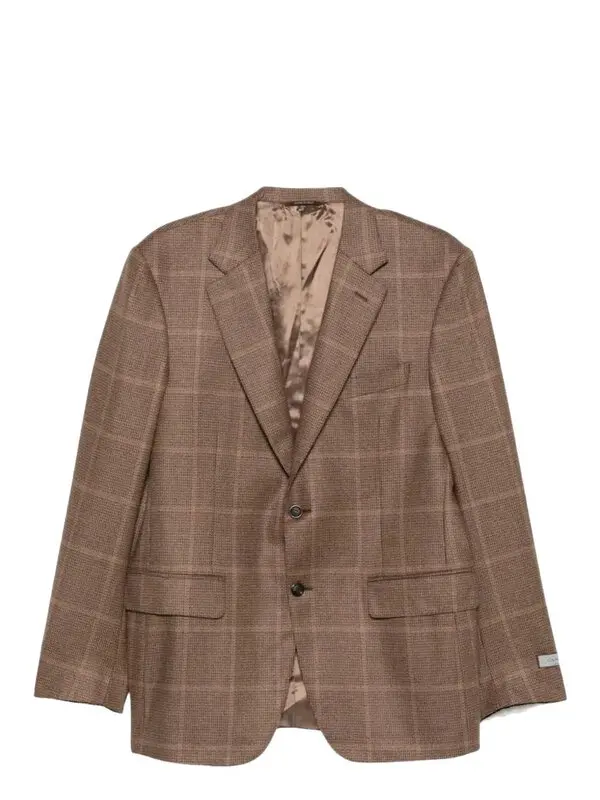 Canali Check-pattern Single-breasted Jacket - Brown