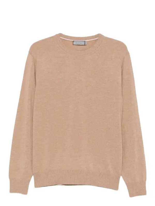 Canali Crew Neck Long Sleeve Sweater - Nude