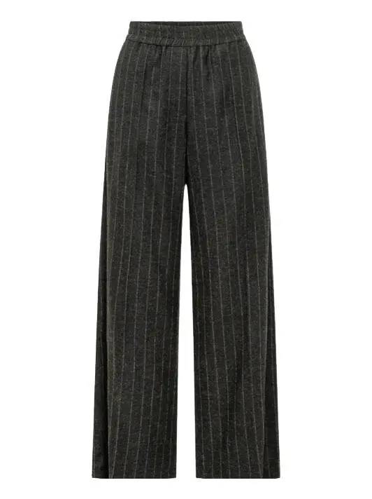 Brunello Cucinelli Striped Wide Leg Trousers - Black