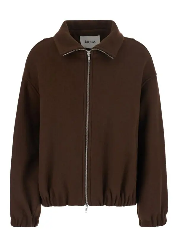 JUCCA High Collar Zip-up Bomber Jacket - Brown
