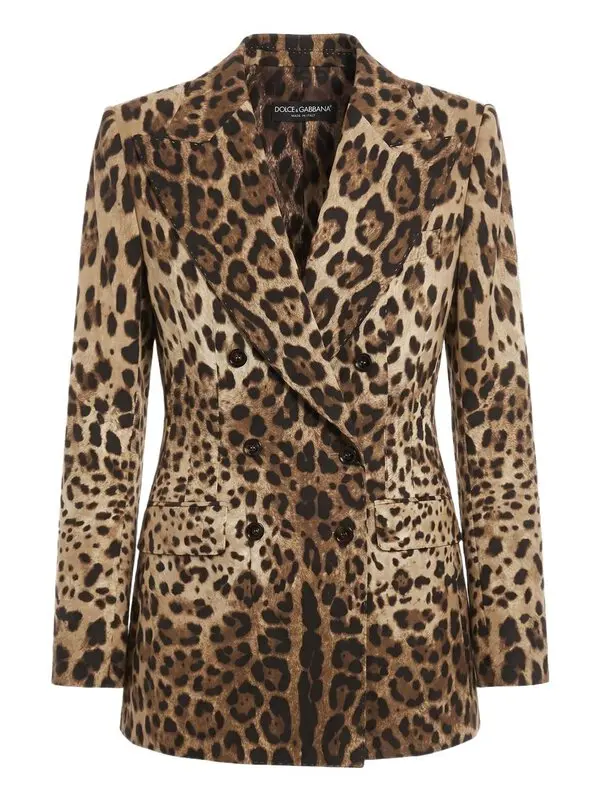 Dolce & Gabbana Leopard Print Double-breasted Blazer - Green