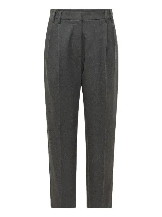 Brunello Cucinelli Pleated Straight Leg Tailored Trousers - Black