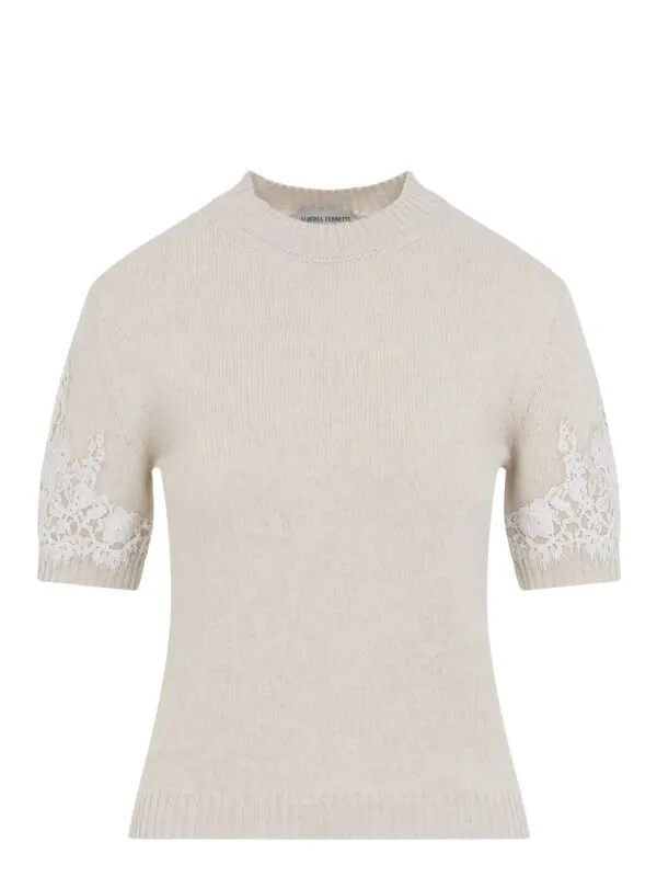 Alberta Ferretti Lace Sleeve Knitted Top - No