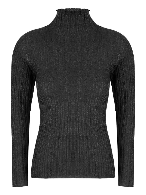 Fabiana Filippi Ribbed Lurex Turtleneck Top - Black