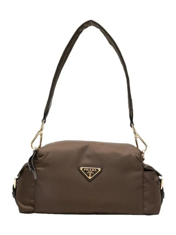 Prada Tessuto Flap Pocket Shoulder Bag - Reddish Brown