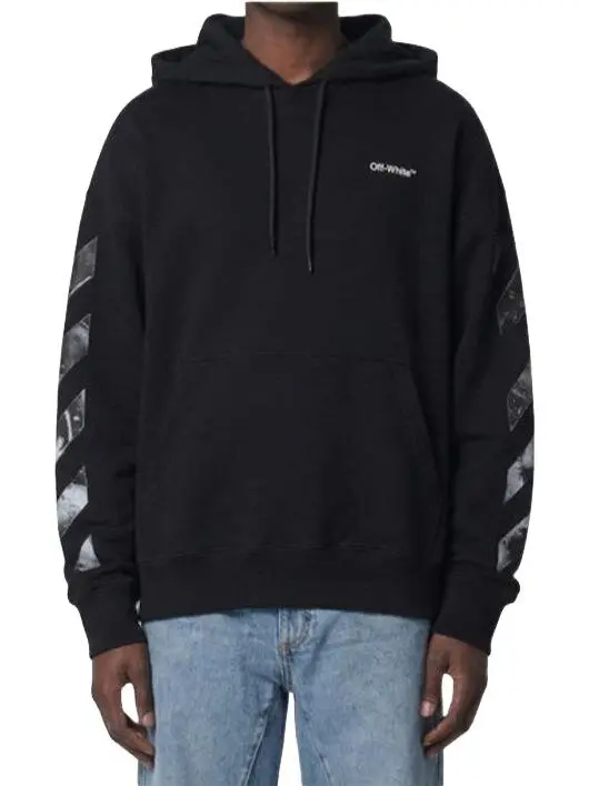 Off-White Long Sleeve Hooded Sweatshirt - Black