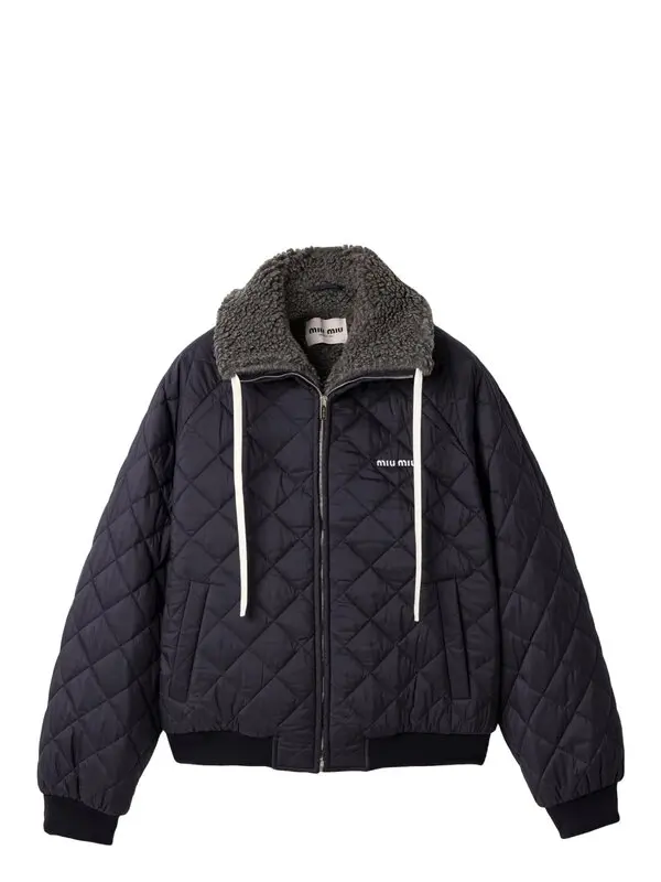 Miu Miu Logo-detail Padded Jacket - Dark Blue