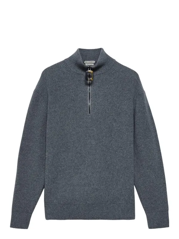 J.W.ANDERSON Half Zip Jumper In Steel - Black