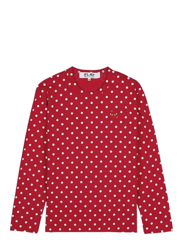 Comme Des Garçons Polka Dot Long-sleeved T-shirt - Red