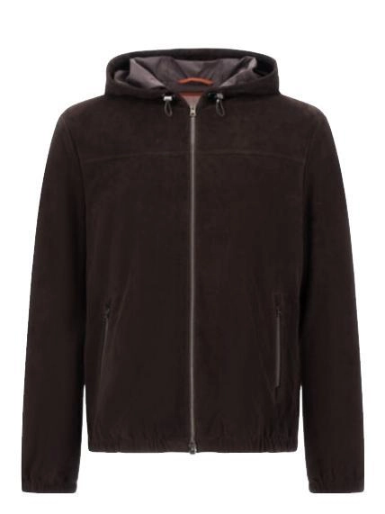 Herno Velvet-effect Suede Resort Jacket - Dark Brown